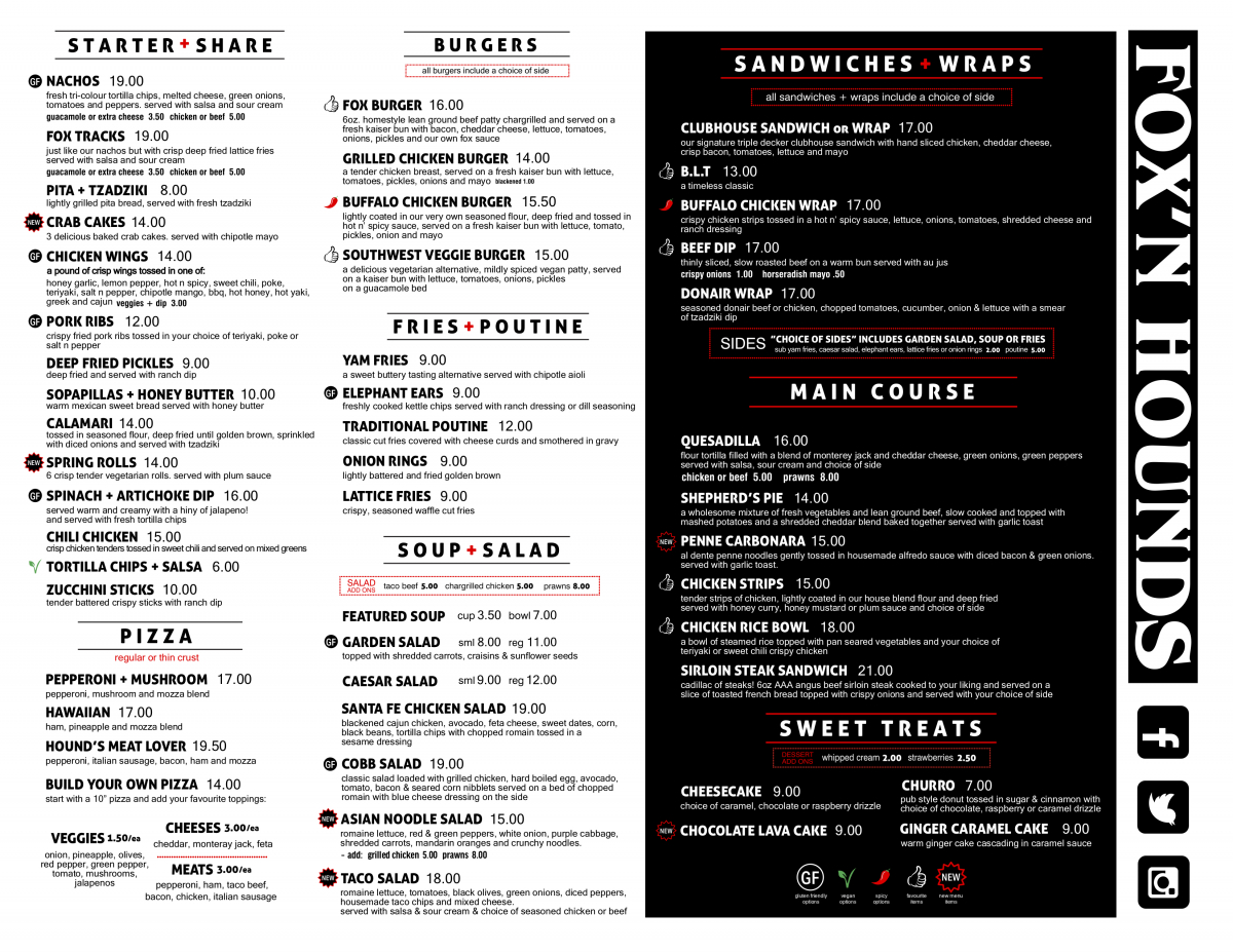 Food Menu » Fox N Hounds